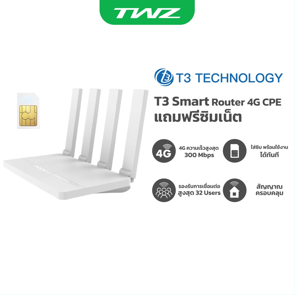 T3 Smart 4G CPE เราน์เตอร์กระจายสัญญาณไวไฟ เครื่องเปล่า - บริษัท ทีดับบ ...