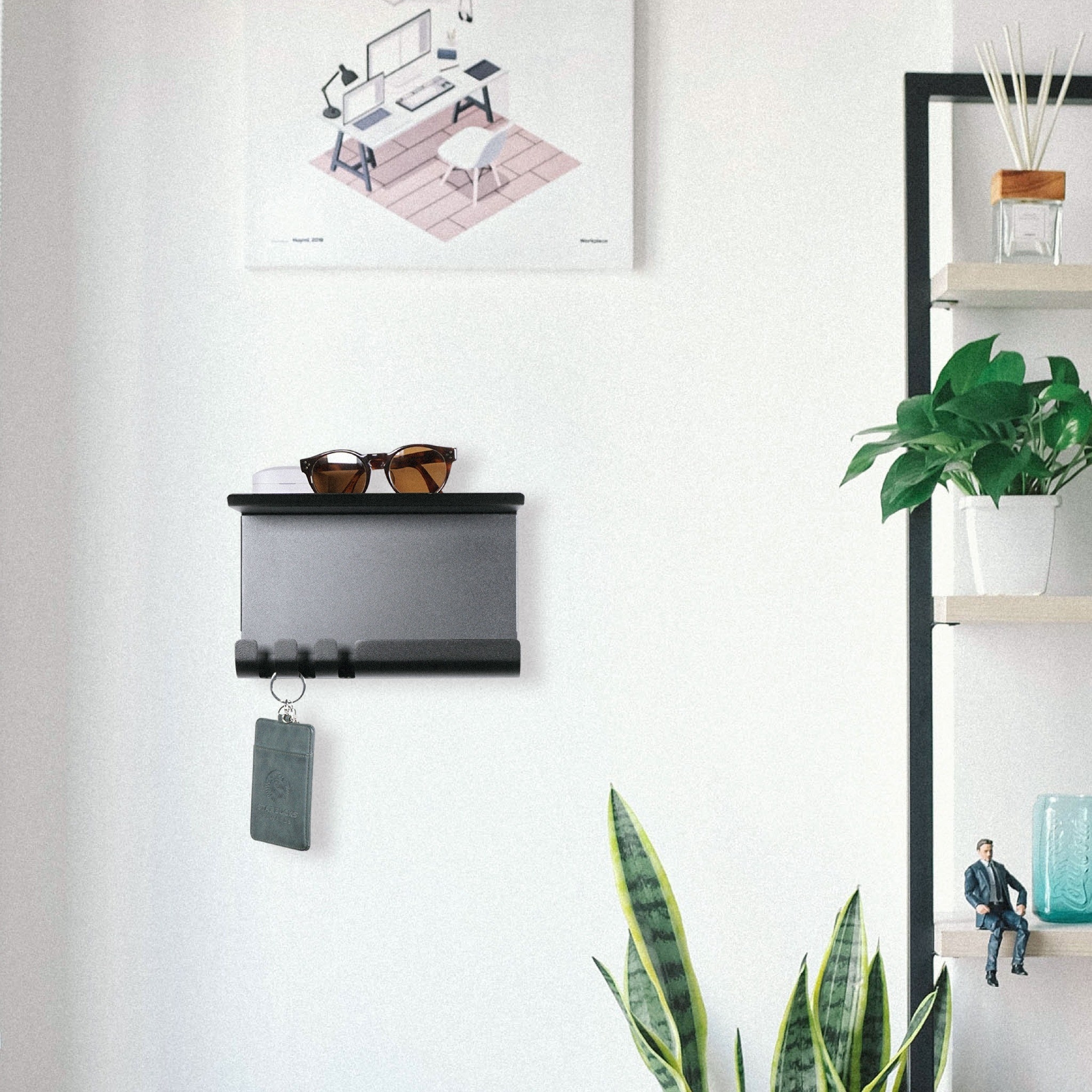 spacemaker.th Small Wall Hanger ที่แขวนวางของติดผนัง แขวนพวงกุญแจ ตกแต่งห้อง minimal modern gray ...