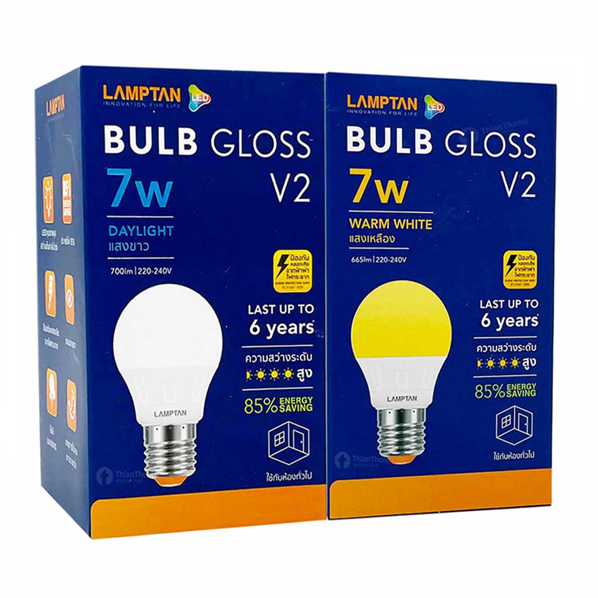 Lamptan หลอดไฟ LED Bulb 7W E27 แลมป์ตั้น รุ่น NEW Gloss แสงเหลือง ...