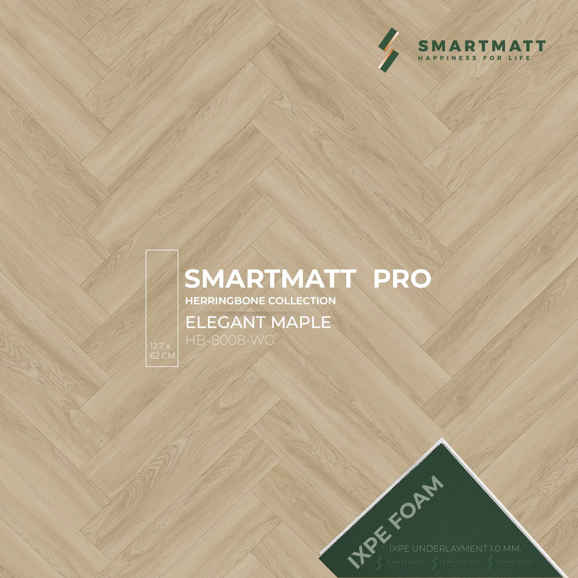 SMARTMATT SPC ลายก้างปลา - SMARTMATT PRO 6 มม. ขนาด 12.7x62 ซม. 1.7323 sq.m./box ELEGANT MAPLE ...