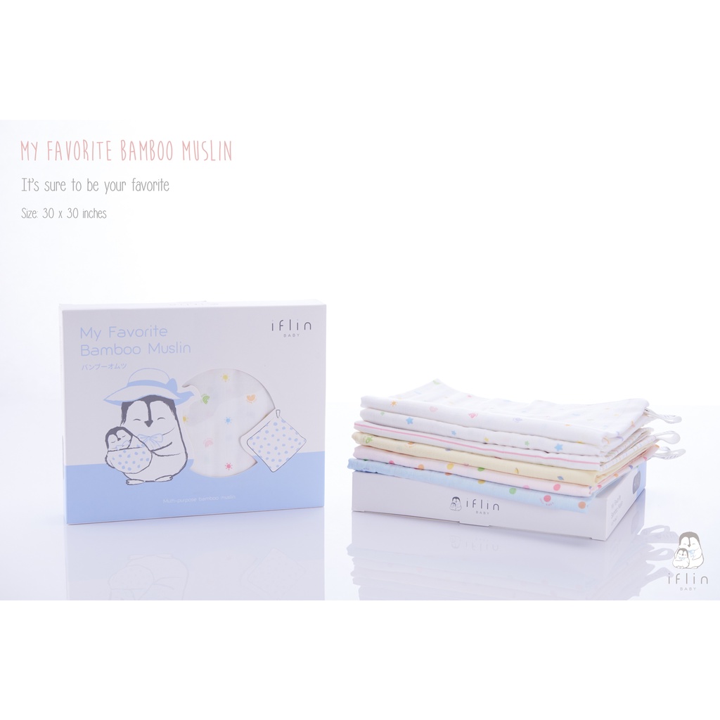Iflin Baby - My Favorite Bamboo Muslin ผ้าอ้อมใยไผ่ ขนาด 30×30 นิ้ว มี ...