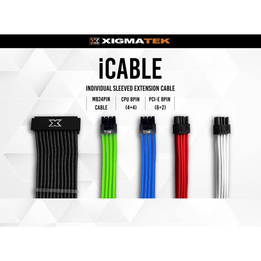 Xigmatek iCable Extension Cables black, 24 PSU / 8 Pin GPU Power 24PIN ...