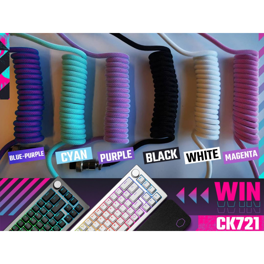 COILED CABLE COOLERMASTER USB-C TO USB-A 1.5M - AVIATOR KB-CMZ1 ชมพู คลาสสิก - ThaiPick