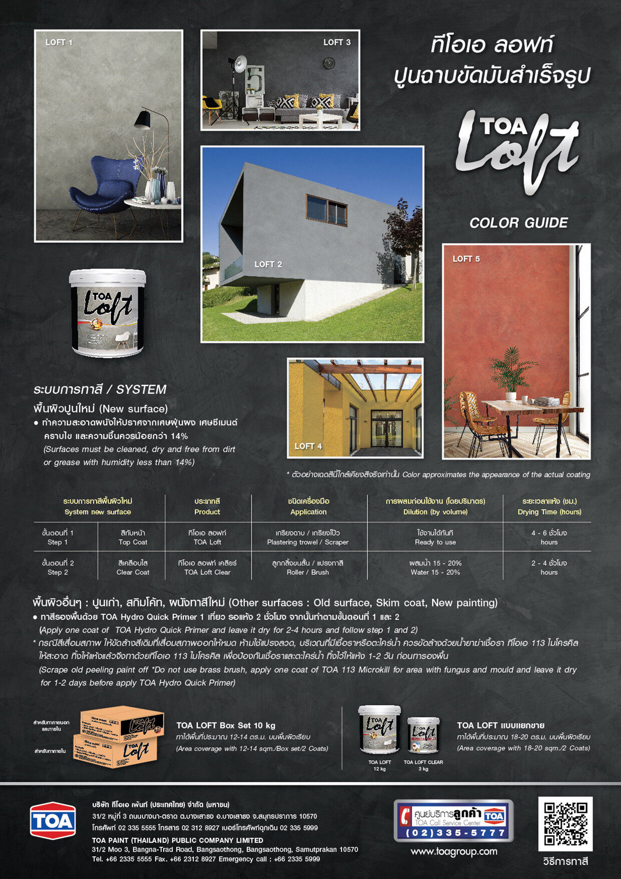 TOA LOFT | ทีโอเอ ลอฟท์ ปูนฉาบขัดมันสำเร็จรูป ภายนอกและภายใน | Box Set 10 Kg. เคลือบใส 3กก. ...