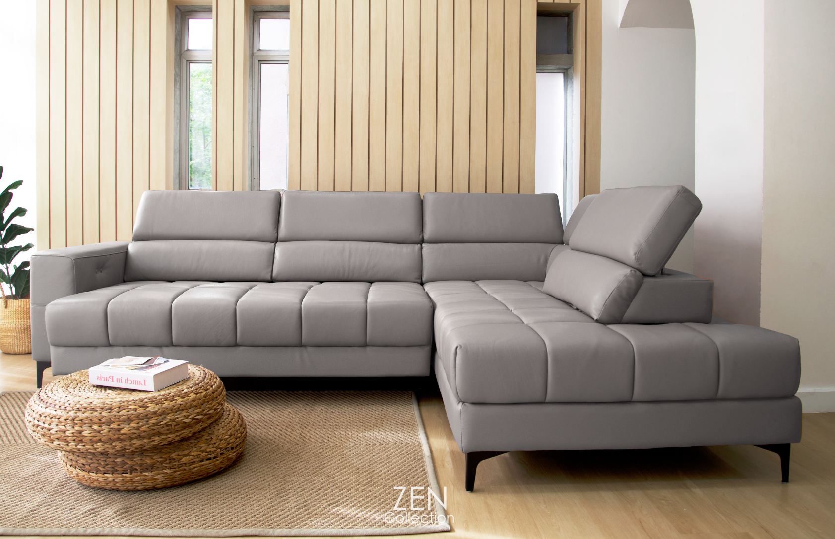 ZEN Collection Recliner Sofa Set รุ่น MILAN 300 cm genuineLeather เทา ...