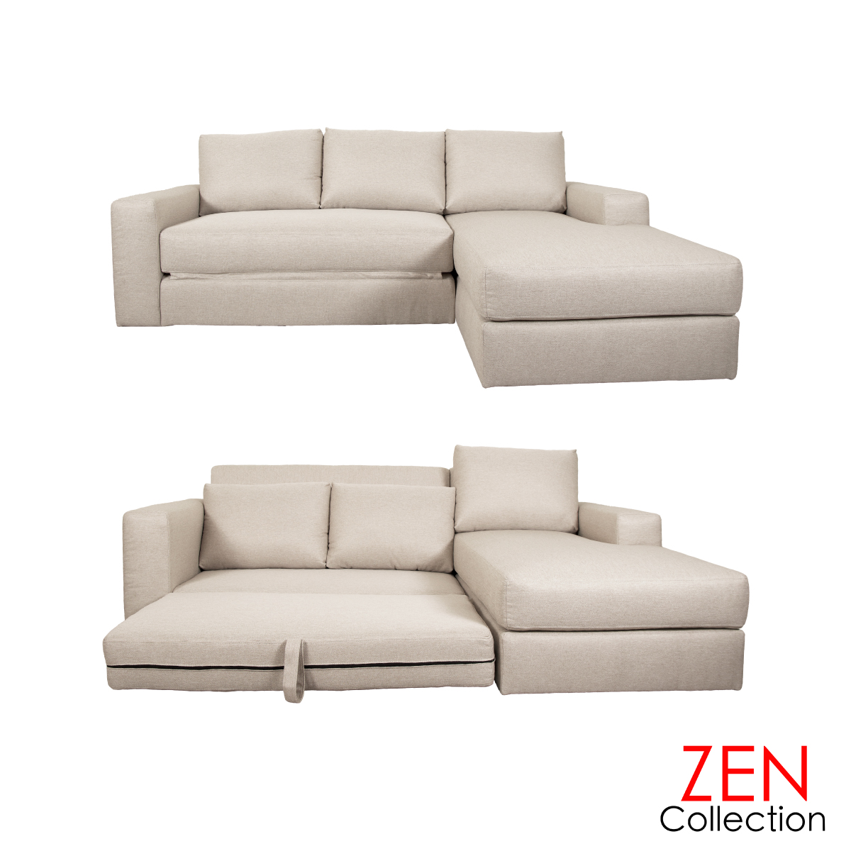 ZEN Collection Foldable Sofa Bed รุ่น POLO 235 cm fabric Smoke (Bed-R ...