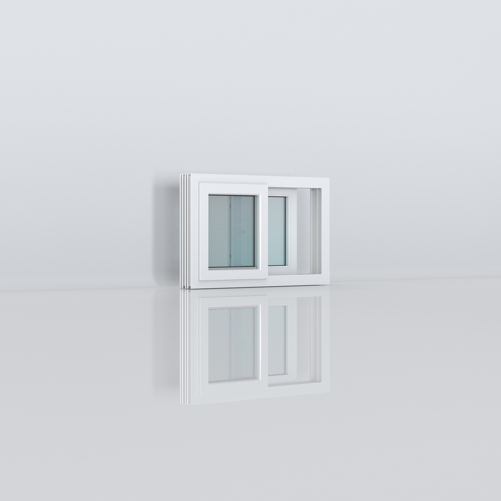 HOFFEN หน้าต่างบานเลื่อนคู่ รุ่นเทรนดี้ พร้อมมุ้ง UPVC 80X50 ซม. ...