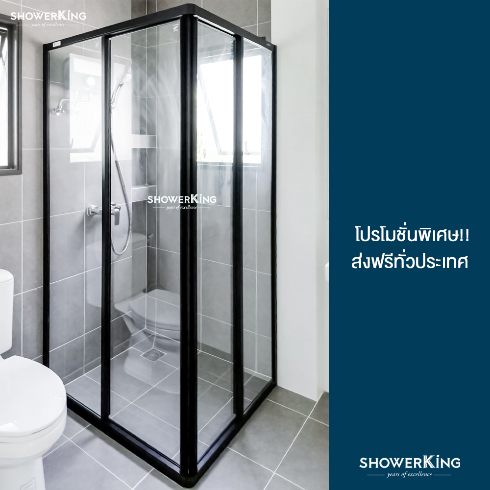 Shower-in-a-Box รุ่น SN02 สีดำ ดำ บานเลื่อนเข้ามุมแบบมีเฟรม 90x90x180cm ...