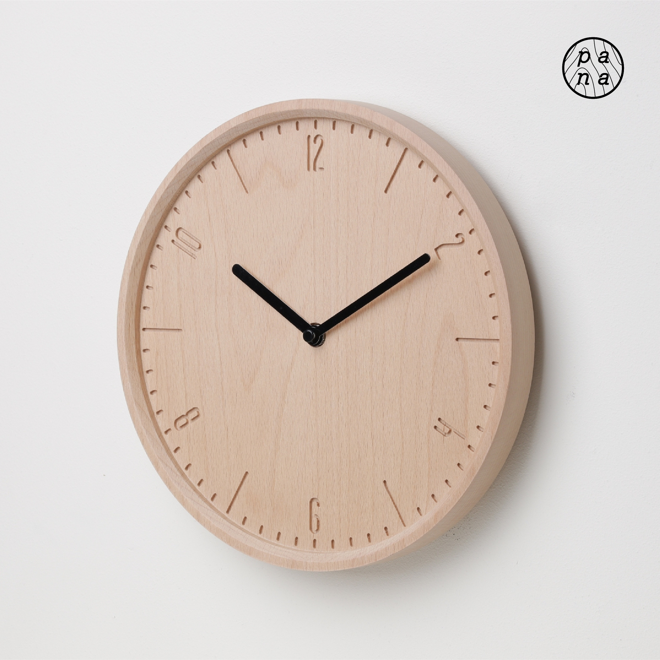 Pana Objects COBY-W : นาฬิกาแขวนผนัง สีธรรมชาติ เข็มดำ - บริษัท พานาดีไซน์ จำกัด - ThaiPick
