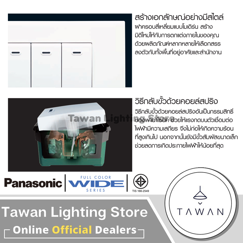 Panasonic ชุดปลั๊กกราวด์เดี่ยวสวิตซ์พร้อมฝา รุ่น Full-Color Wide series ...