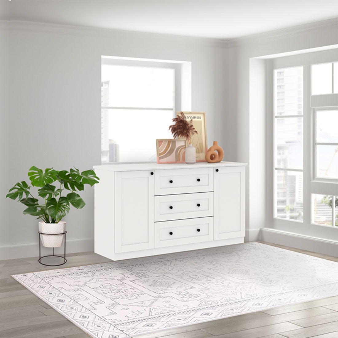 Koncept Furniture ตู้เก็บของ ขนาด 150 ซม. รุ่น Moneta สีขาว (150x45x80 ...