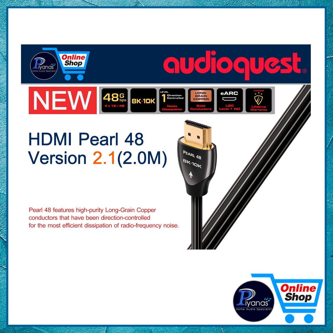AUDIOQUEST : HDMI-PEARL 48 VERSION 2.1 (2.0M) สีดำ - บริษัท ปิยะนัส อิ ...