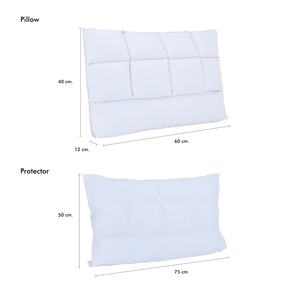 DREAMIA ชุดหมอน+ปลอกหมอนกันเปื้อน 4 ชิ้น/ชุด (หมอน 2,ปลอกหมอน 2) สีขาว ...