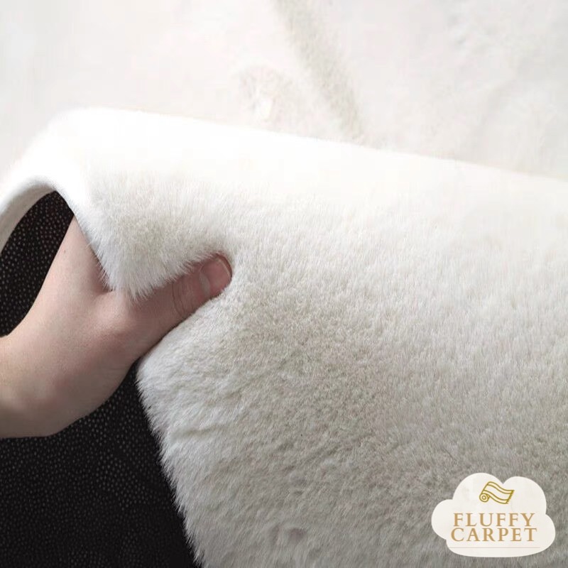 Fluffy Carpet Rabbit Faux Fur Rug สีครีม 160 x 230 cm. Rabbit Faux Fur ...