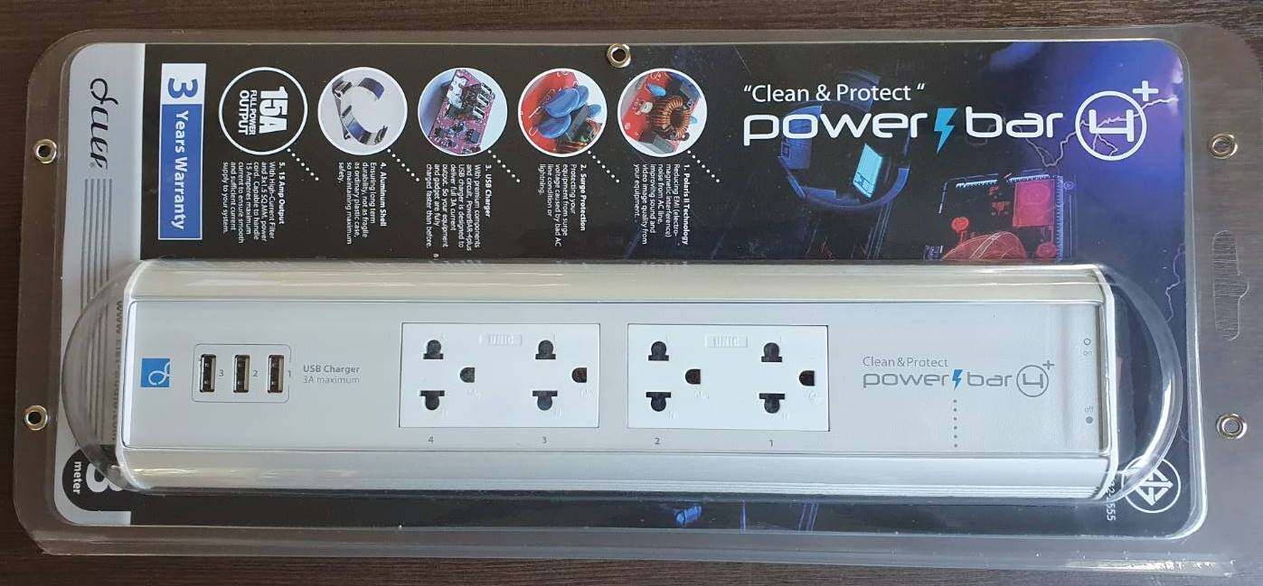 CLEF POWERBAR 4+USB ปลั๊กราง กันไฟกระชาก ยี่ห้อ Clef รุ่น Powerbar 4 ...