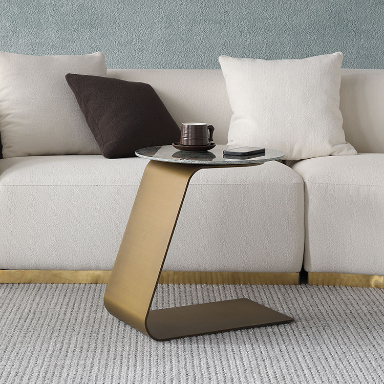 Designed Shaped Marble Side Table โต๊ะข้างตกแต่งบ้าน ทอง - ThaiPick