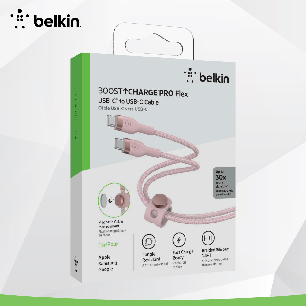 Belkin สายชาร์จ USB-C to USB-C ยาว 1ม. รองรับกำลังไฟ 60W สายถักรุ่น ...