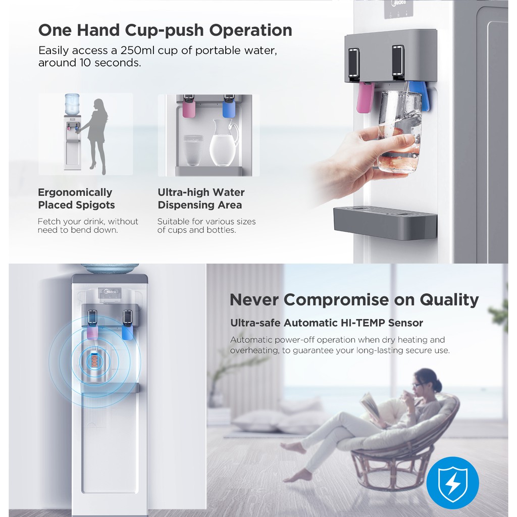 Midea ตู้ทำน้ำร้อน-น้ำเย็นไมเดีย (Water Dispenser) รุ่น YL1932S ตู้กด ...