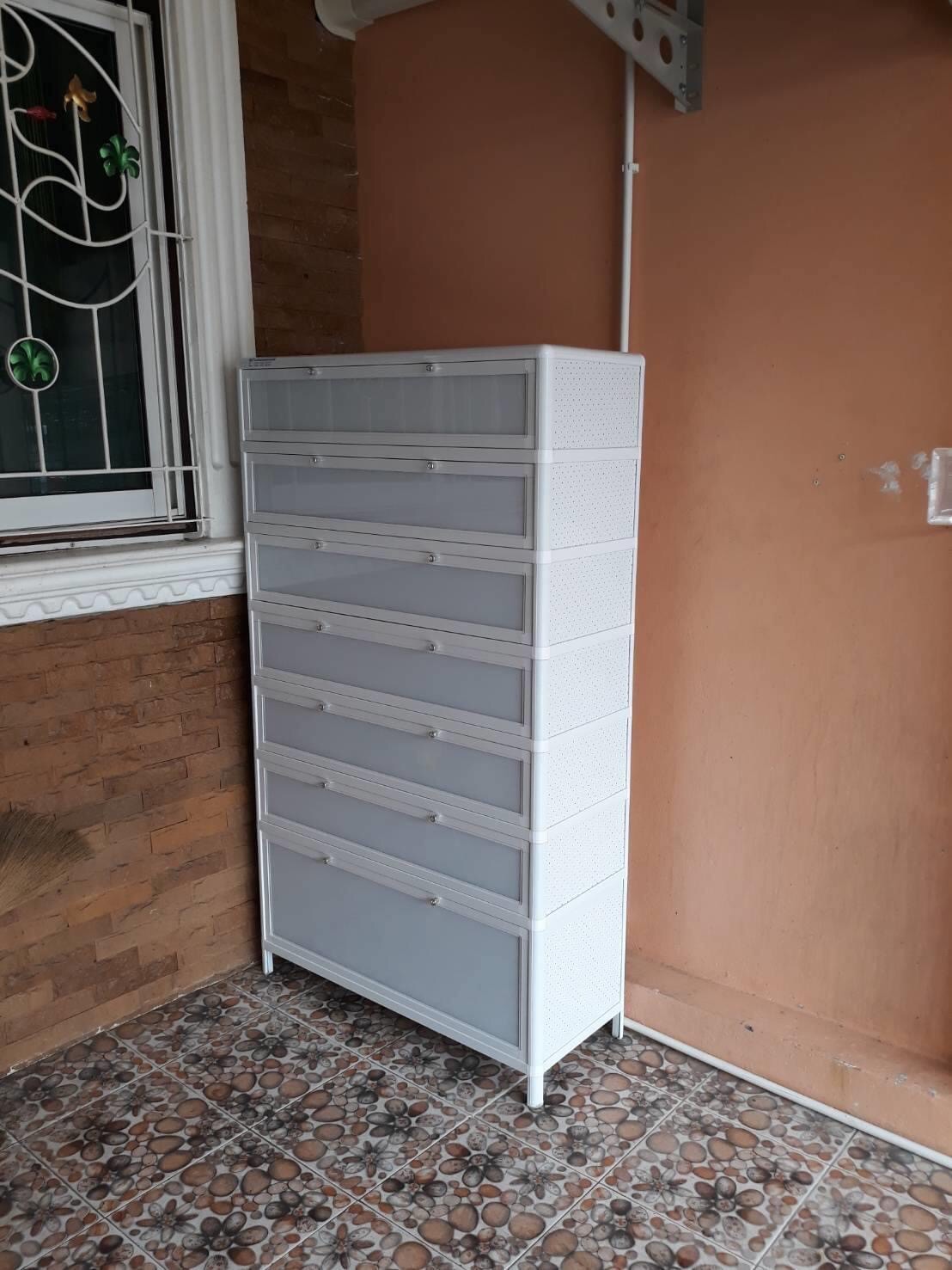 Shoecabinet.TH ตู้รองเท้าอลูมีเนียม รุ่น WHWH ขาวทึบ 7 ชั้น WHWH ...