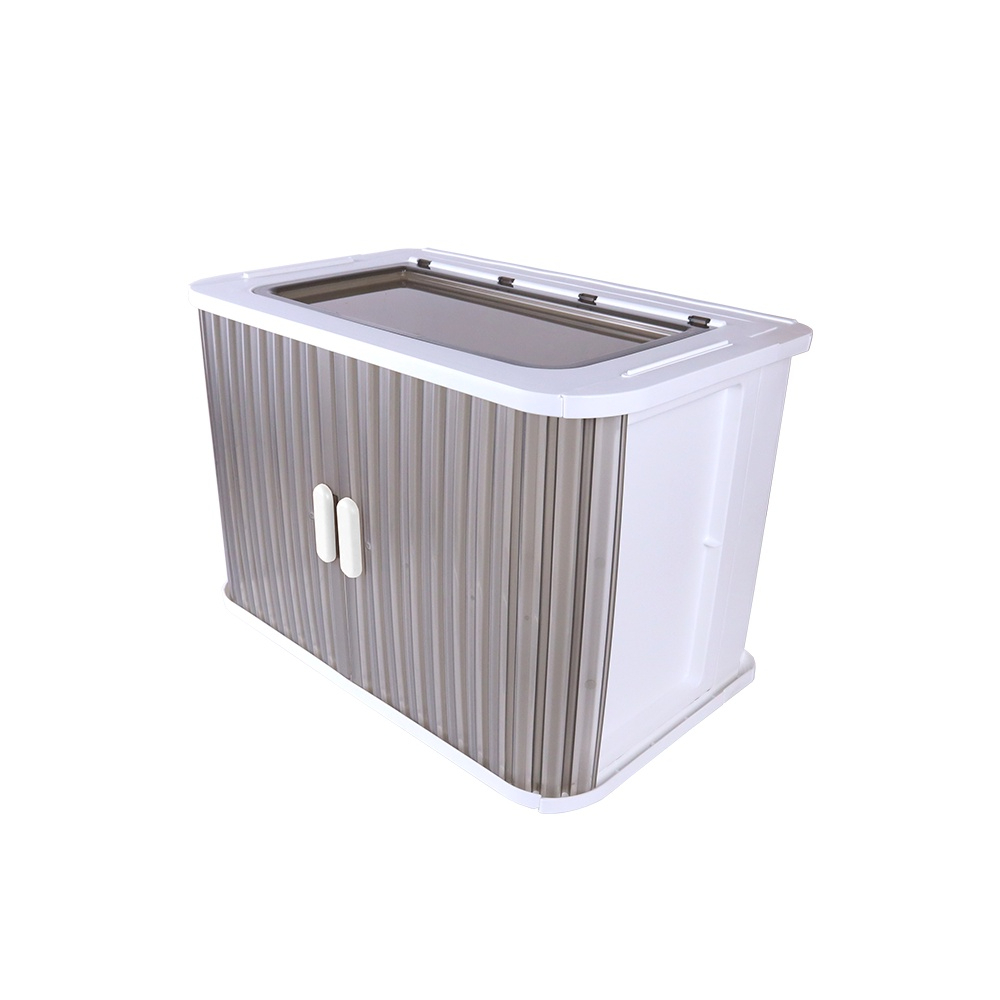 Super Lock กล่องเก็บของพับได้ กล่องอเนกประสงค์ ฝาสไลด์ซ้าย-ขวา รุ่น 5684 พลาสติกหนา แข็งแรง วาง ...