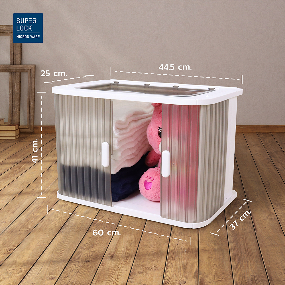 Super Lock กล่องเก็บของพับได้ กล่องอเนกประสงค์ ฝาสไลด์ซ้าย-ขวา รุ่น 5684 พลาสติกหนา แข็งแรง วาง ...