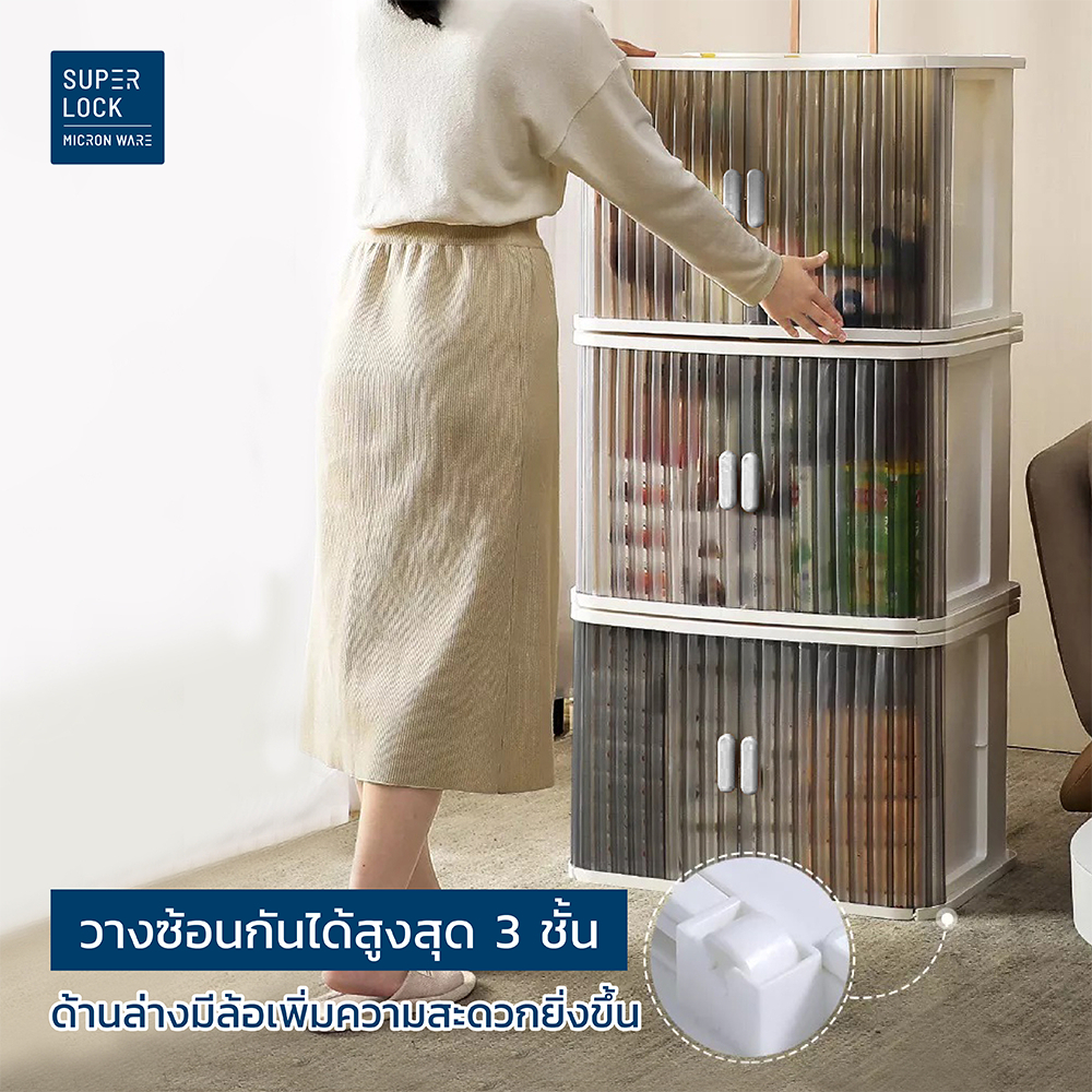 Super Lock กล่องเก็บของพับได้ กล่องอเนกประสงค์ ฝาสไลด์ซ้าย-ขวา รุ่น 5684 พลาสติกหนา แข็งแรง วาง ...