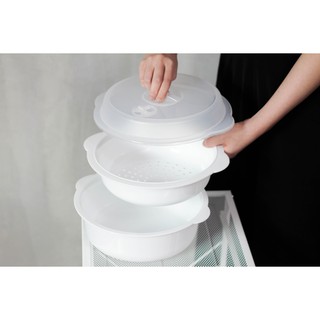 Micronware ภาชนะสำหรับอุ่นอาหารในไมโครเวฟ พร้อมถาดรอง ใส่น้ำได้ รุ่น 5096 2200 มล. ป้องกัน ...