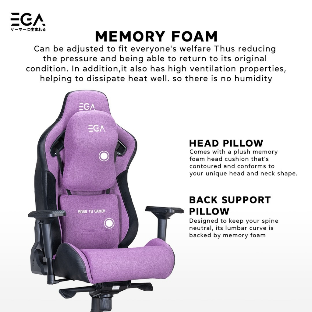 EGA TYPE G8 เก้าอี้เกมมิ่ง เบาะผ้า ขนาดใหญ่ นั่งสบาย สไตล์ Ergonomic ปรับเอนได้ 180 องศา ขาเหล็ก ...