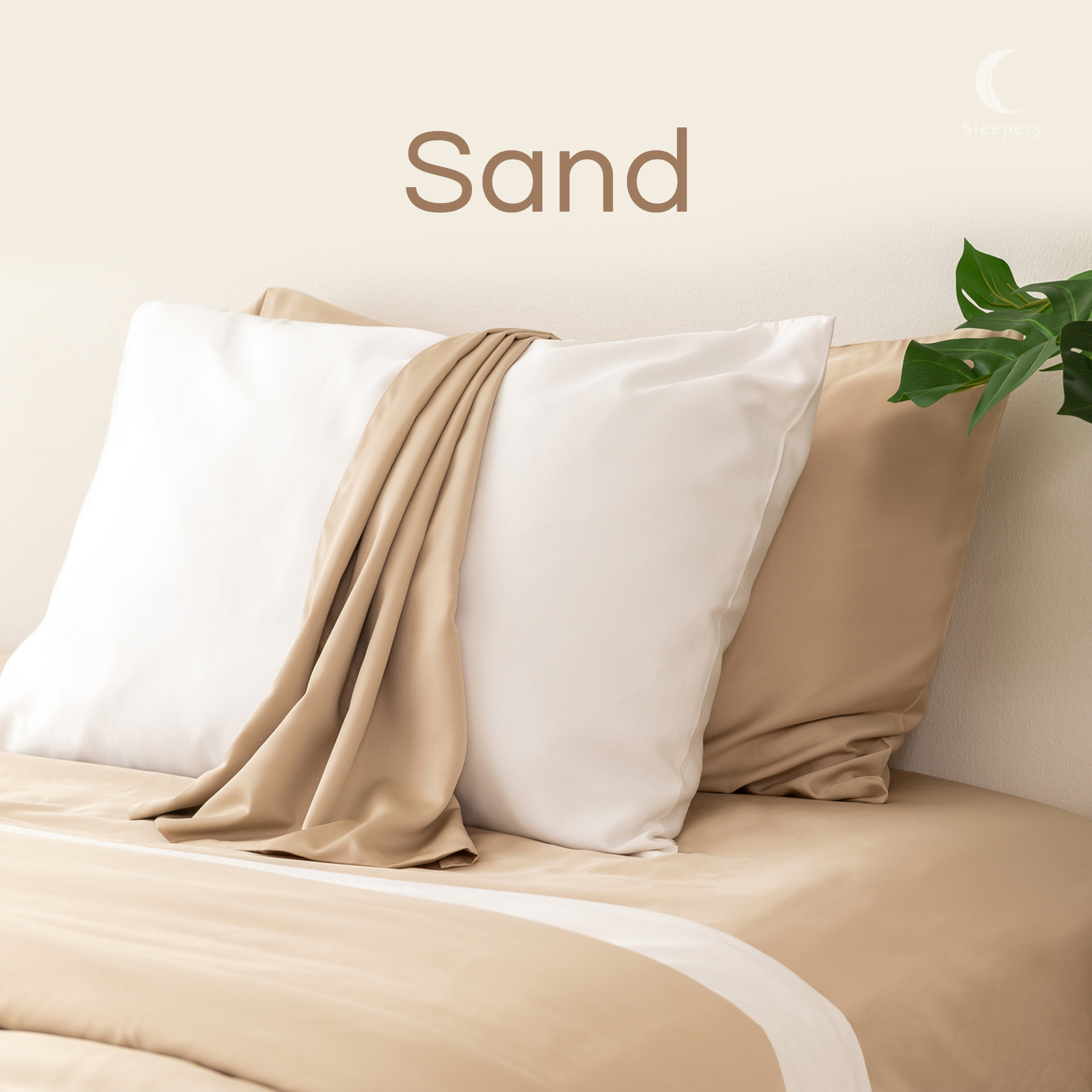 Sleepery Bamboo ผ้าปูที่นอน ใยไผ่ Fitted Sheet sand 6 ft sand 6 ft ...