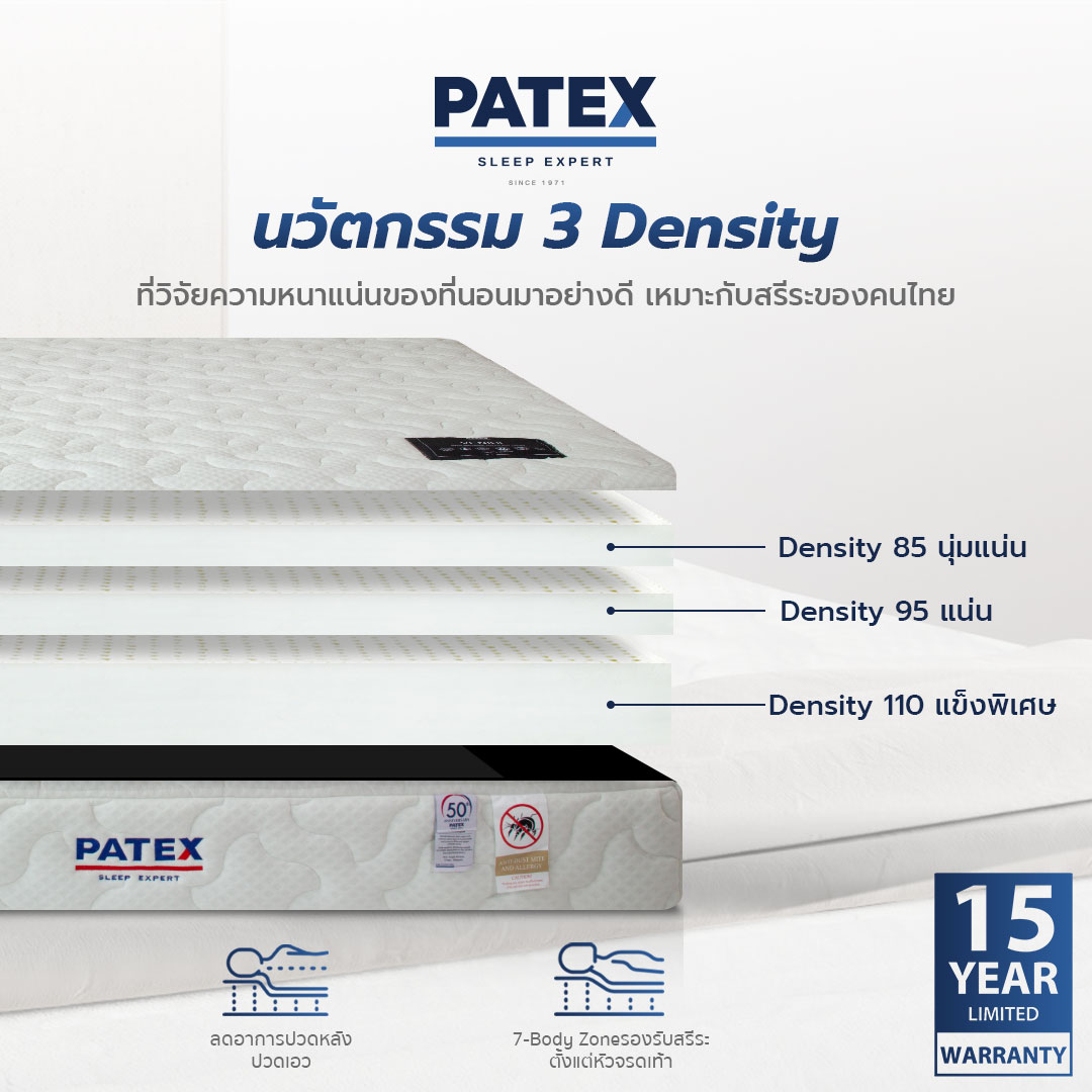 PATEX ที่นอนยางพาราแท้ 100% แก้ปวดหลัง ที่นอนผู้สูงอายุ แบบนุ่มแน่น ...