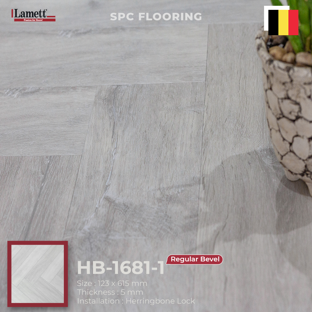 LAMETT กระเบื้อง SPC รุ่น Herringbone Click 123x615x5 (Regular-Bevel) HB-1681 - White Oak ...
