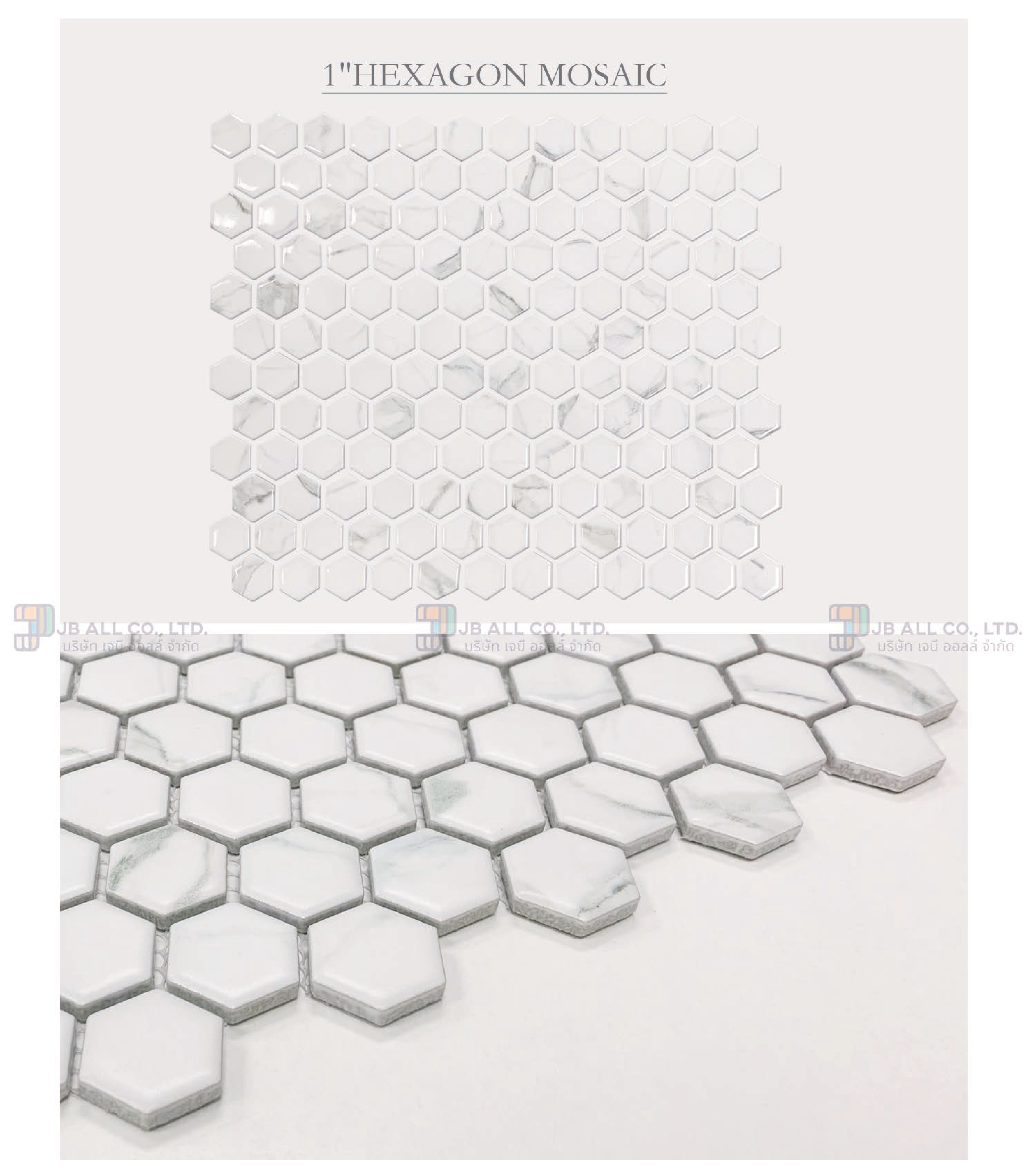 ART MOSAIC กระเบื้องพอร์ซเลนโมเสค ลายหินอ่อน ทรง Mini Hexagon ขนาด 260 ...