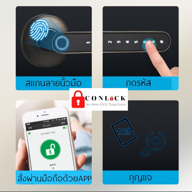 Conlock กลอนดิจิตอล แทนลูกบิดเดิมได้เลย ติดตั้งง่าย แถมฟรีถ่านAAA ปลด ...