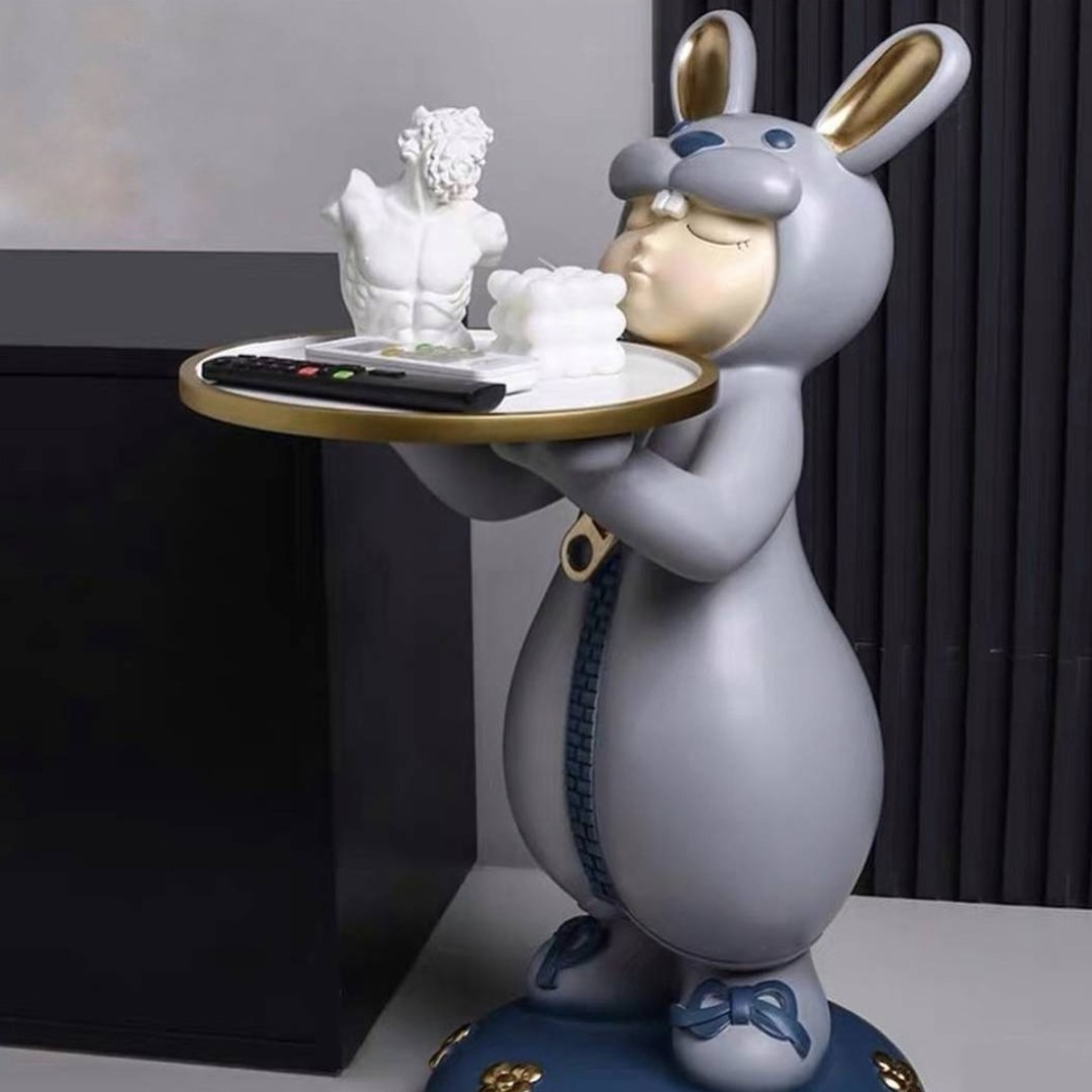 MJhomedesigns Rabbit tray HC056 Blrue L34xW49xH72.5 cm. Modern - ThaiPick
