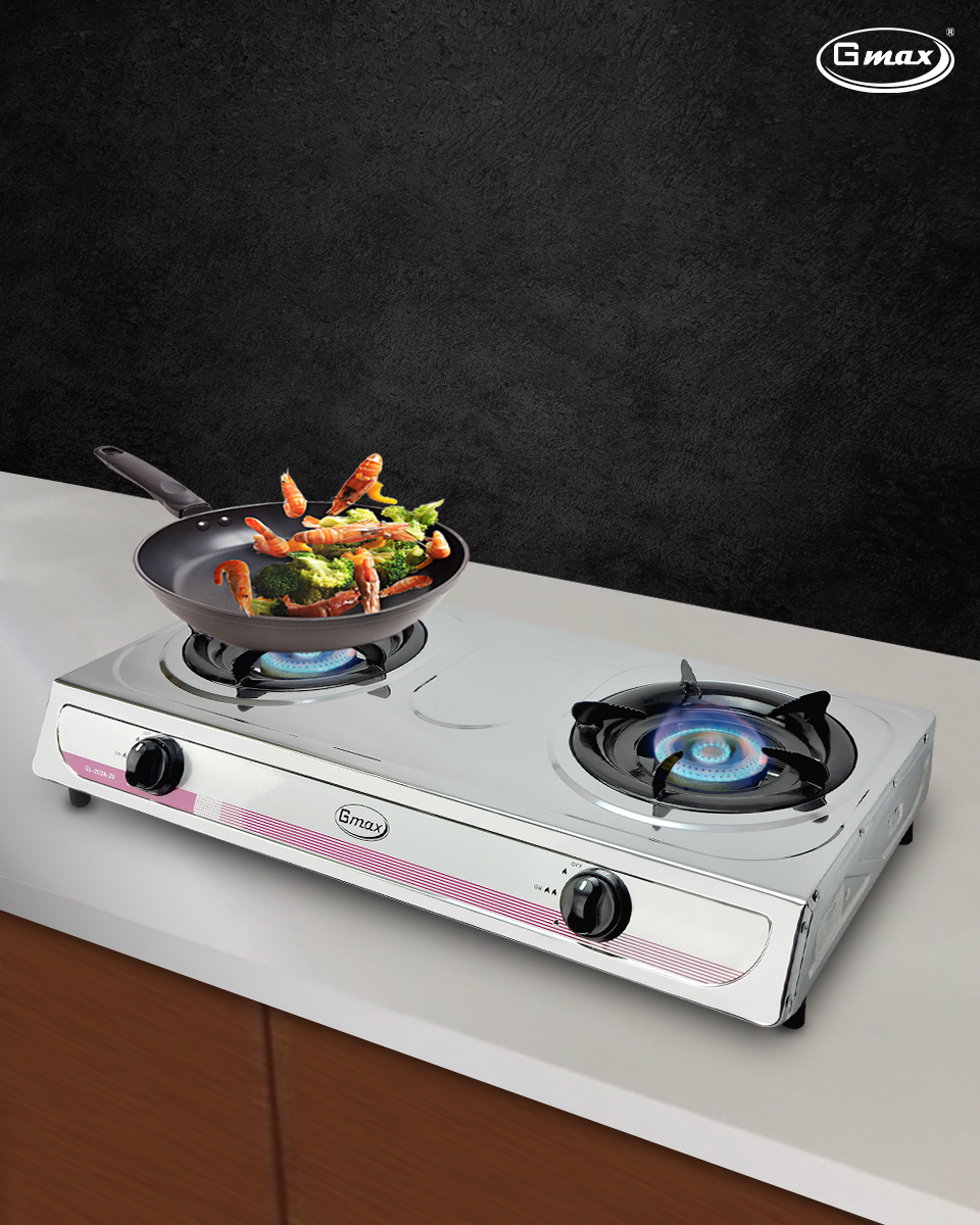 Gmax เตาแก๊ส 2 หัว หน้าสแตนเลส หัวเตาเหล็ก GL-203A-20 GL-203A-20-P1 สีเทา - บริษัท ไทยถาวรคาซติ ...