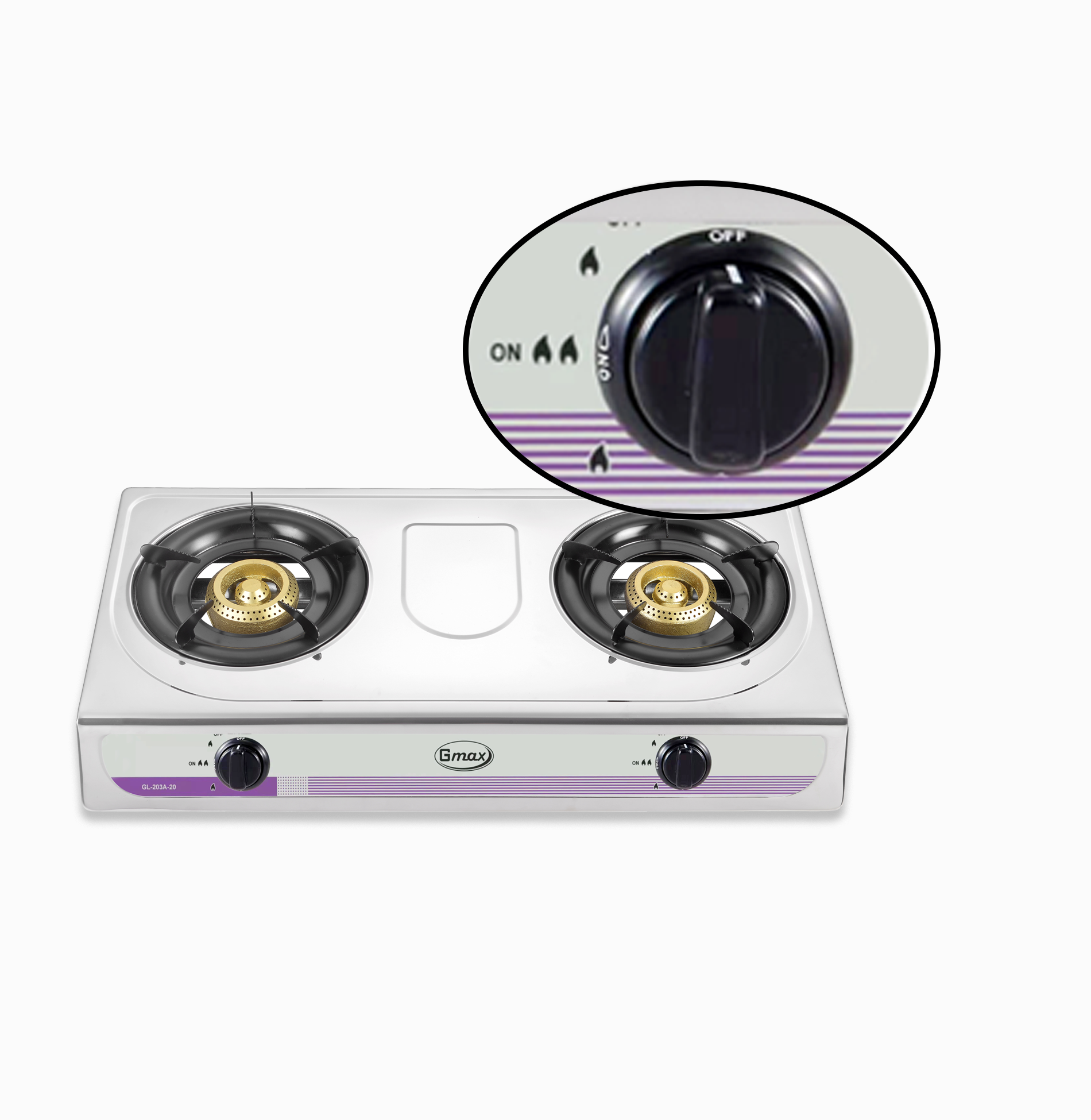 Gmax เตาแก๊ส 2 หัว หน้าสแตนเลส หัวเตาเหล็ก GL-203A-20 - บริษัท ไทยถาวรคาซติ้งเลท จำกัด - ThaiPick