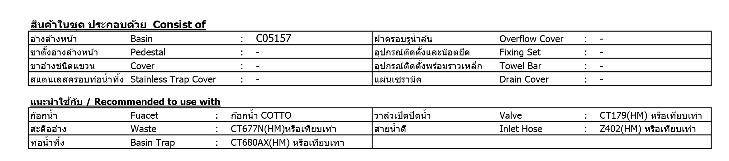 COTTO PR. อ่างล้างหน้า ชนิดฝังใต้เคาน์เตอร์ รุ่น C05157 (Hygienic ...