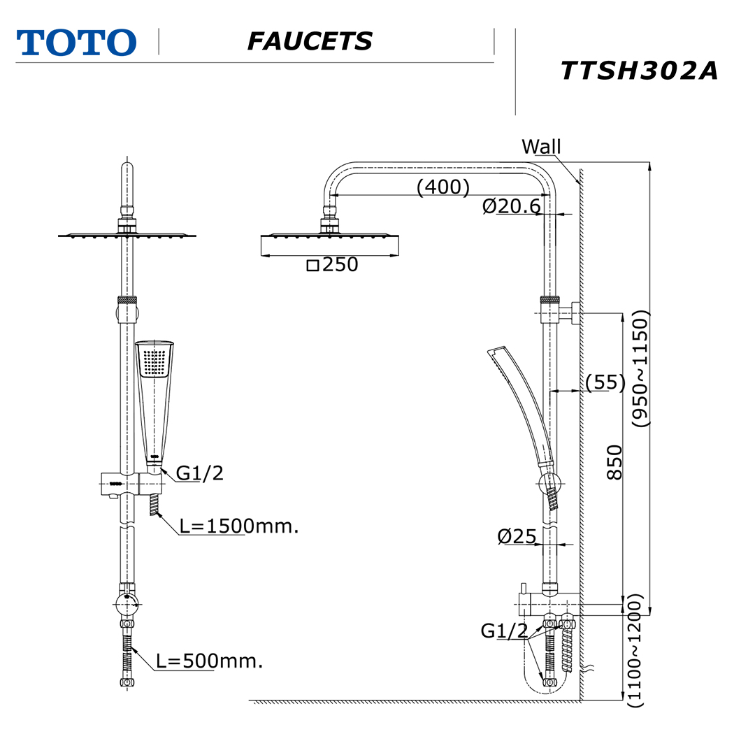 TOTO Rain Shower รุ่น TTSH302A สีโครเมียม - บริษัท คิว เซรามิค จำกัด ...