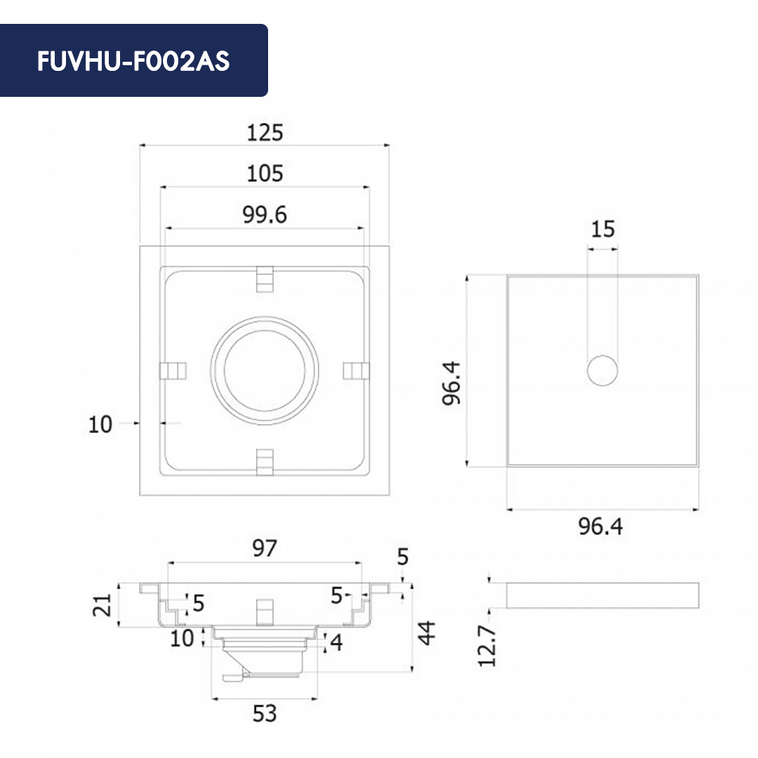 VRH ตะแกรงกันกลิ่น รุ่น FUVHU-F002AS 15.00cm x 15.00cm สีเมทัลลิก FUVHU ...