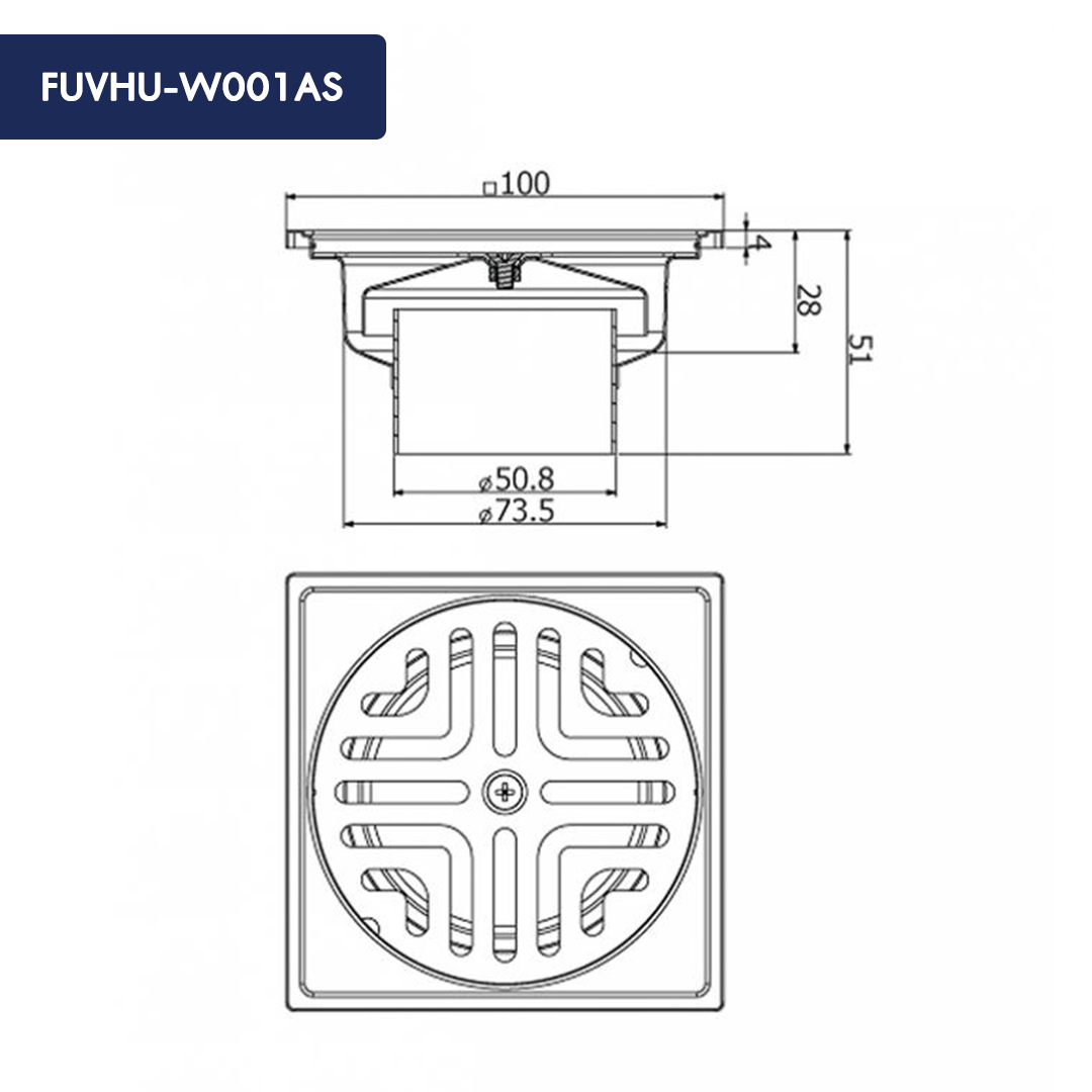 VRH ตะแกรงกันกลิ่น รุ่น FUVHU-W001AS สำหรับท่อ PVC ขนาด 2-3 นิ้ว (หน้า ...