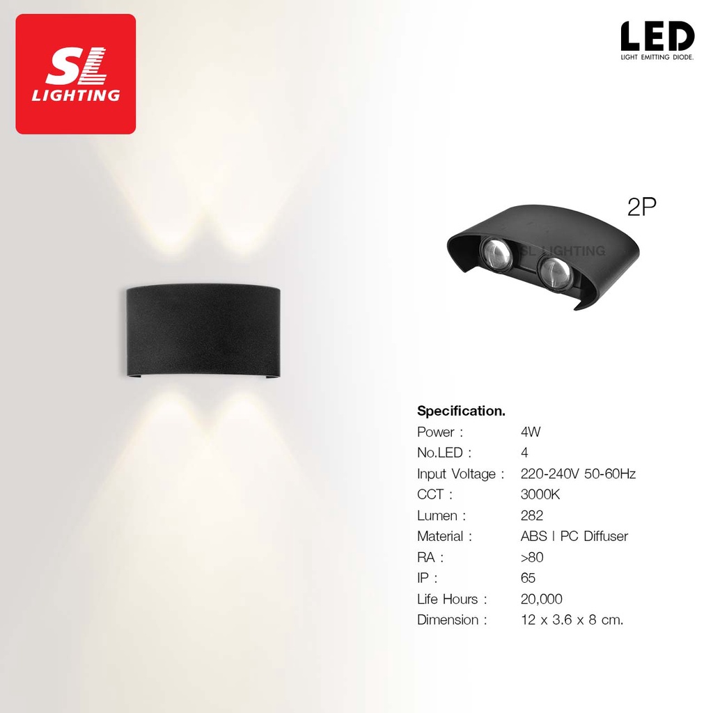 SL LIGHTING | Outer Space โคมไฟติดผนังภายนอก LED 4W & 5.5W 3000K วัสดุ ABS รุ่น TER-06 (2P,3P ...