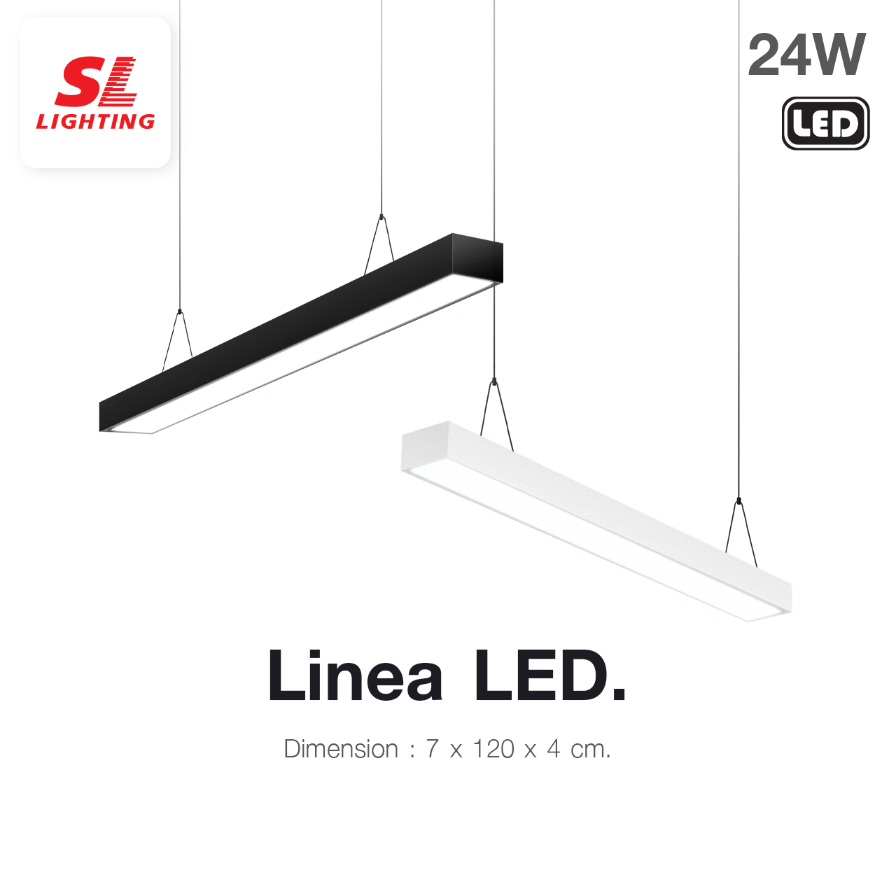 SL LIGHTING | Linea LED 24W โคมไฟออฟฟิศ รุ่น 23-LINEA-LED24W65 (BK,WH ...