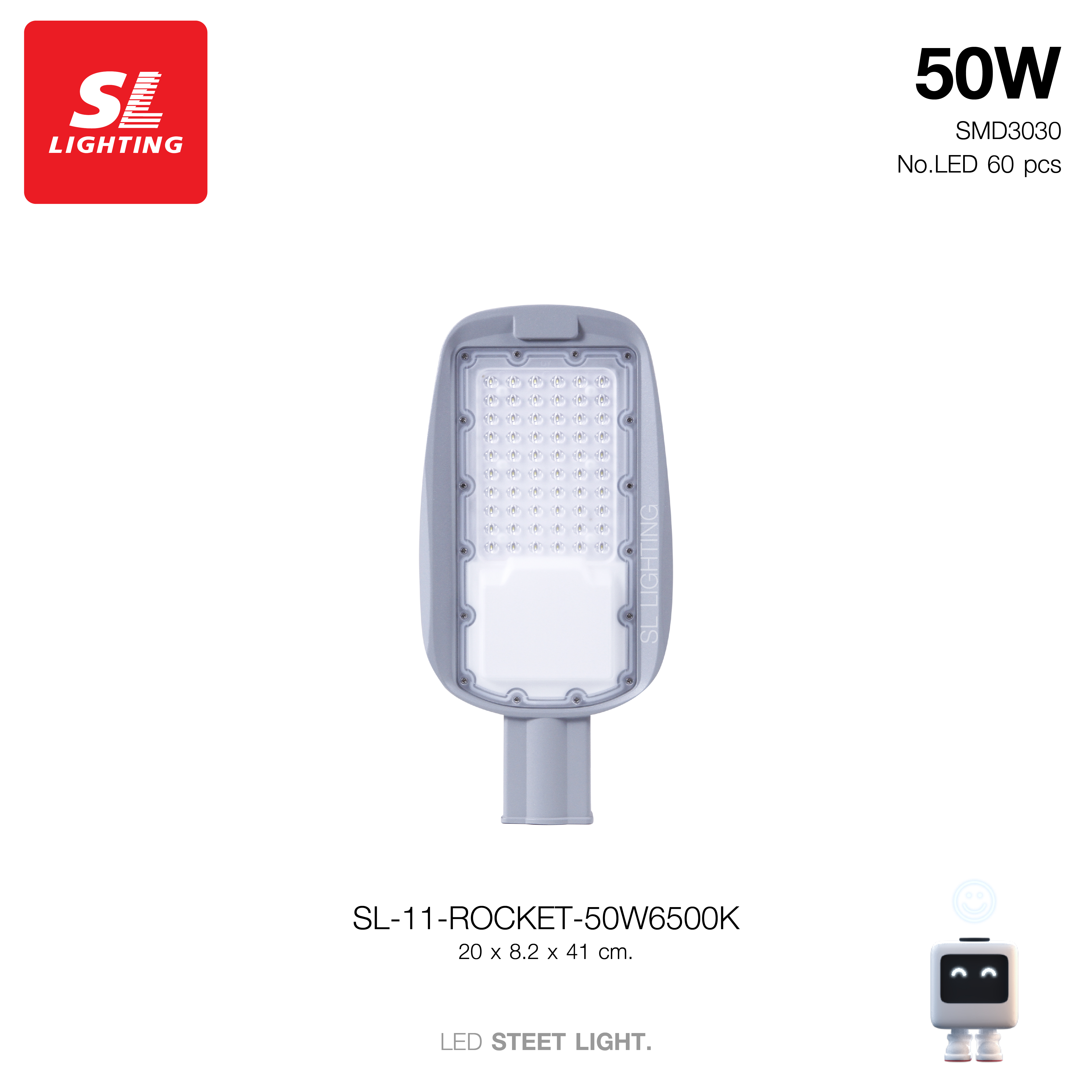 SL LIGHTING | LED STREET LIGHT รุ่น ROCKET 50W, 100W โคมไฟถนน 6500K 50W ...
