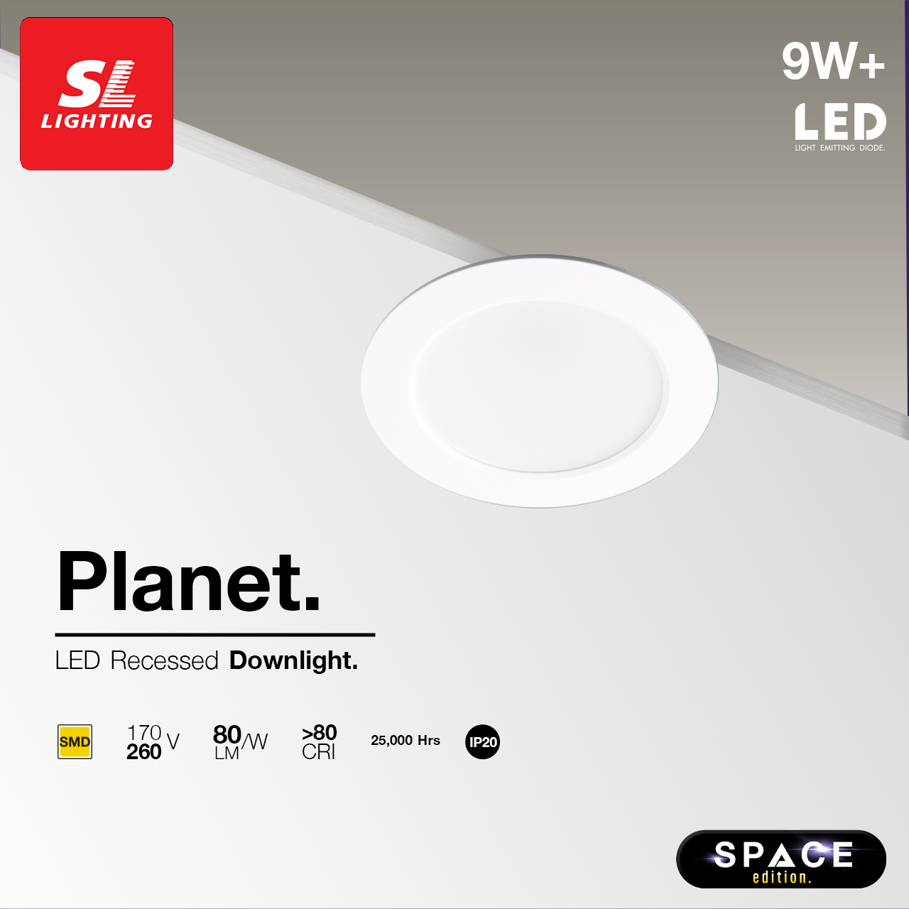 SL LIGHTING | LED Recessed Downlight ดาวน์ไลท์ฝังฝ้าแอลอีดี มี 9W, 12W ...