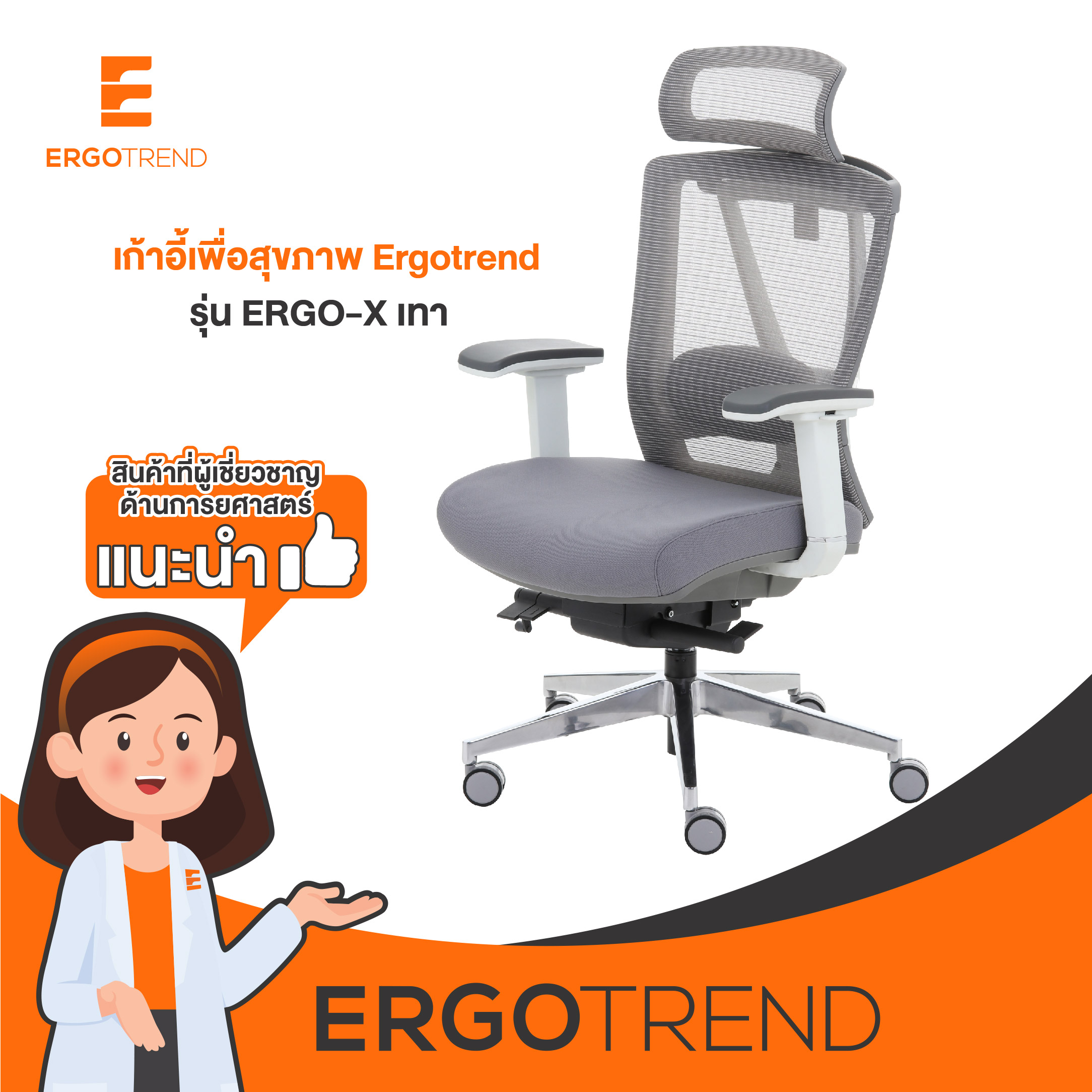 Ergotrend เก้าอี้เพื่อสุขภาพเออร์โกเทรน รุ่น ERGO-X BLACK black - บริษัท เอ็มพีซินเนอร์จี จำกัด ...