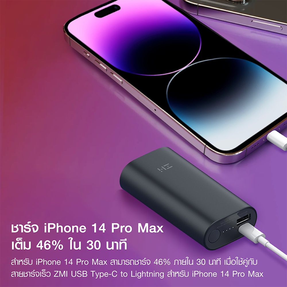 (กรอกโค้ด BLNDEC12 ลดเหลือ 1,399 บาท) ZMI QB818 แบตสำรอง ชาร์จเร็ว PD30W 10000mAh 2 พอร์ตชาร์จ ...