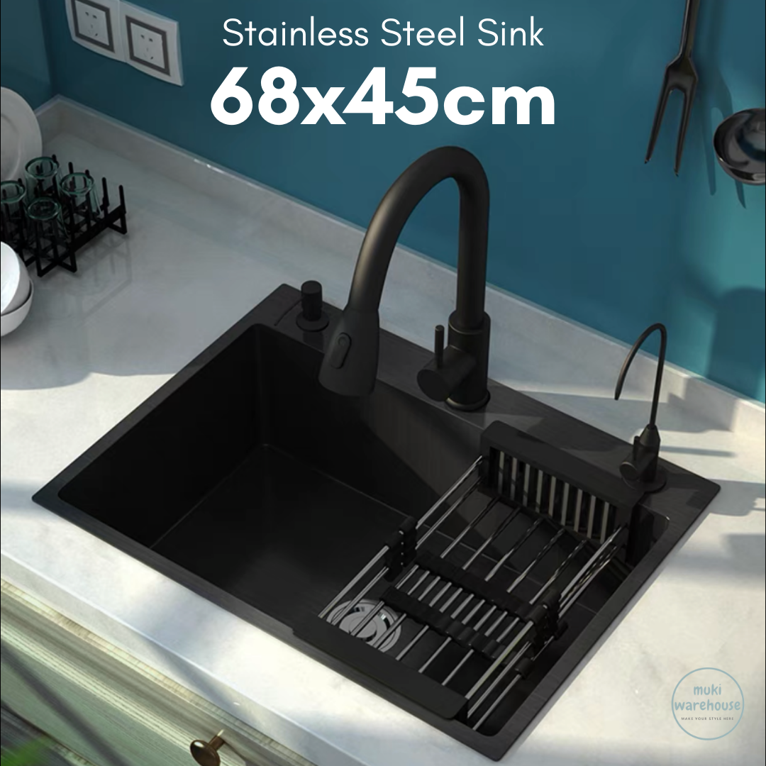 JINS HOME kitchen Sink HM6845 B;ack 68*45*22 cm. Black - ThaiPick