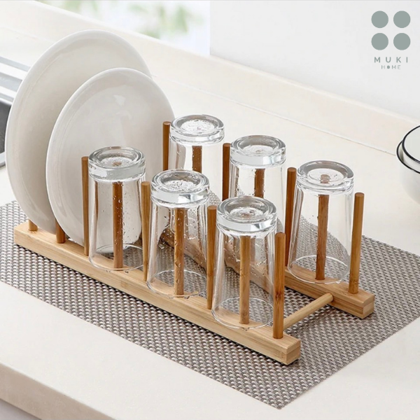 MUKI HOME ที่คว่ำจาน ที่วางจาน ที่คว่ำแก้ว ที่วางหนังสือ แท่งไม้วางของ ...