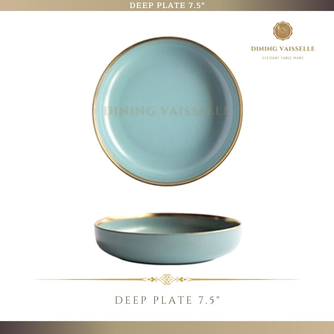 ชุดจาน Modern plate set สีMint ขอบทอง หรูหรามีระดับ Nordic Design ชาม 4 ...