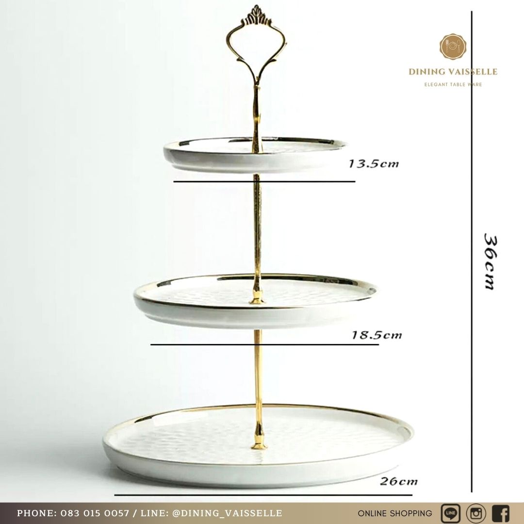 จานใส่ขนมหลายชั้น Luxury Multi-Layered Stand Plate สีขาว 3ชั้น - ThaiPick